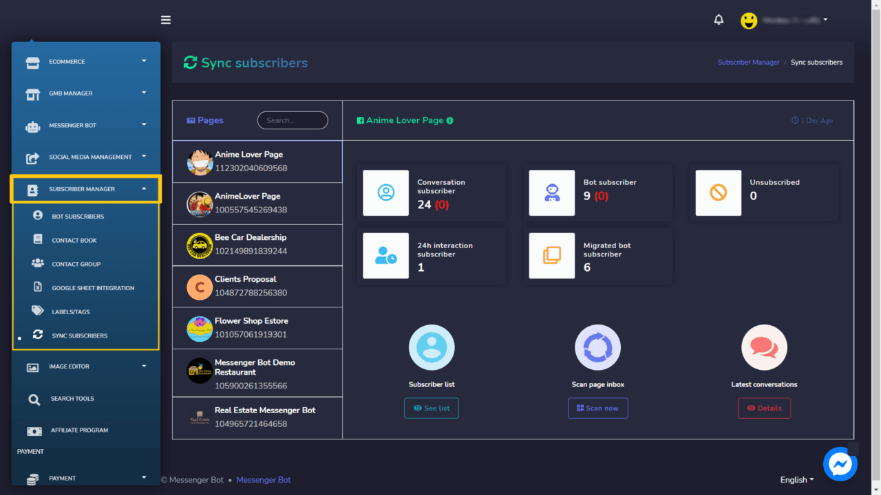 Messenger Bot - • Messenger Subscriber Subscriber Manager Part 1