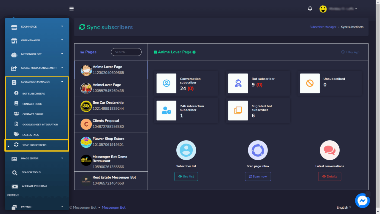 Messenger Bot - • Messenger Subscriber Subscriber Manager Part 1