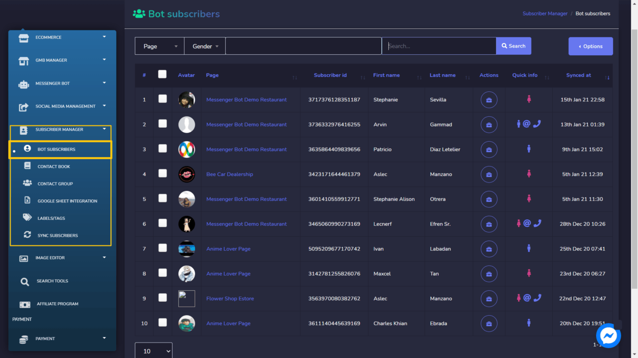 Messenger Bot - • Messenger Subscriber Subscriber Manager Part 1