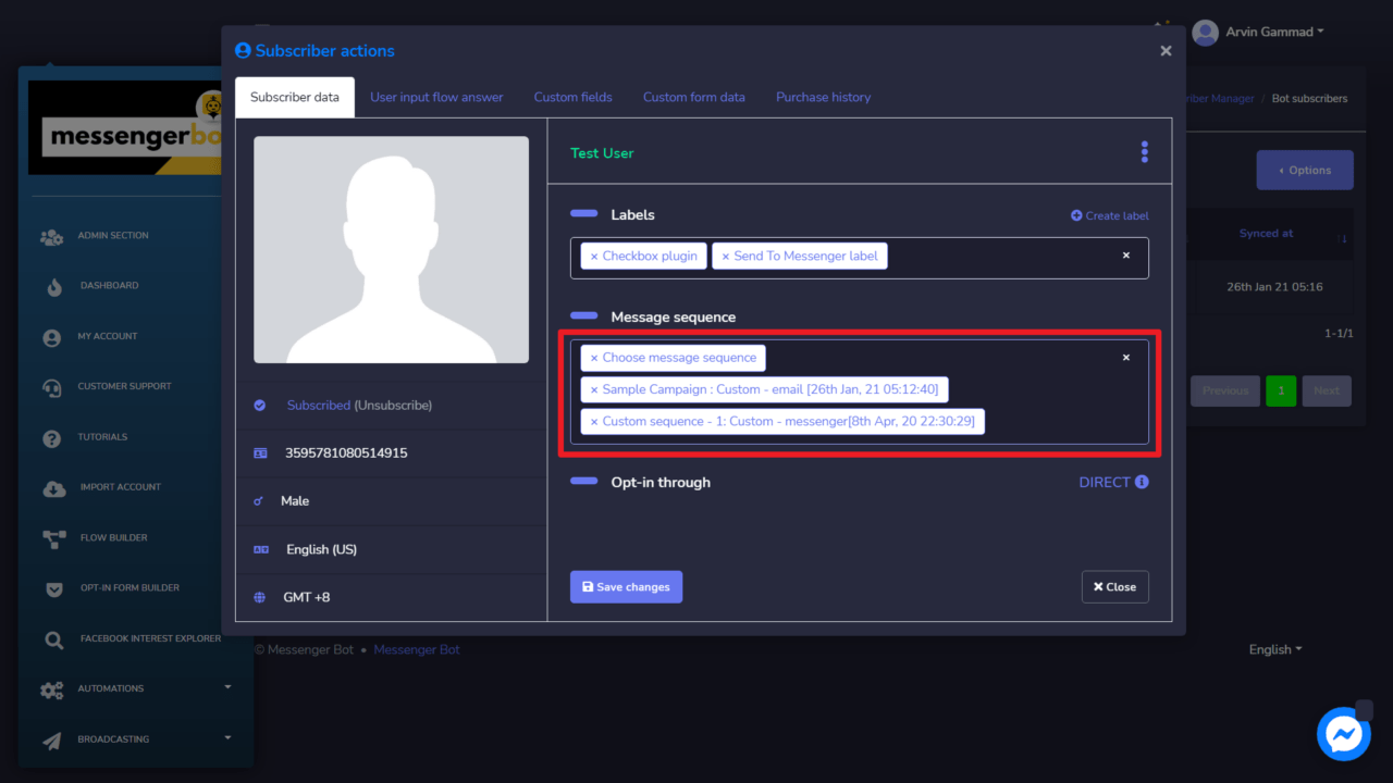 Messenger Bot - • Bot settings - Assign Email SMS Sequence Campaign Part 1.1