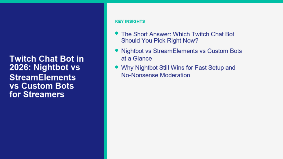 Bot de chat de Twitch en 2026: Nightbot vs StreamElements vs Cu...
